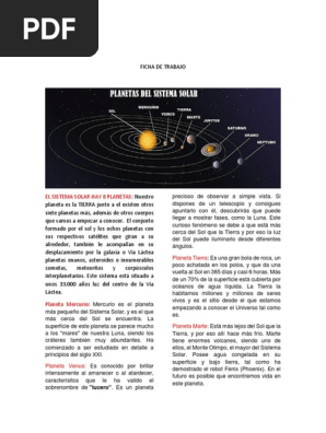 Hojas De Trabajo Sobre Los Planetas