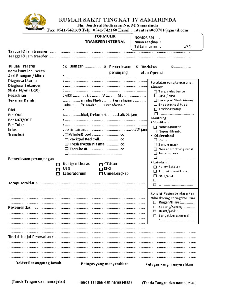 Formulir Transfer Internal | PDF