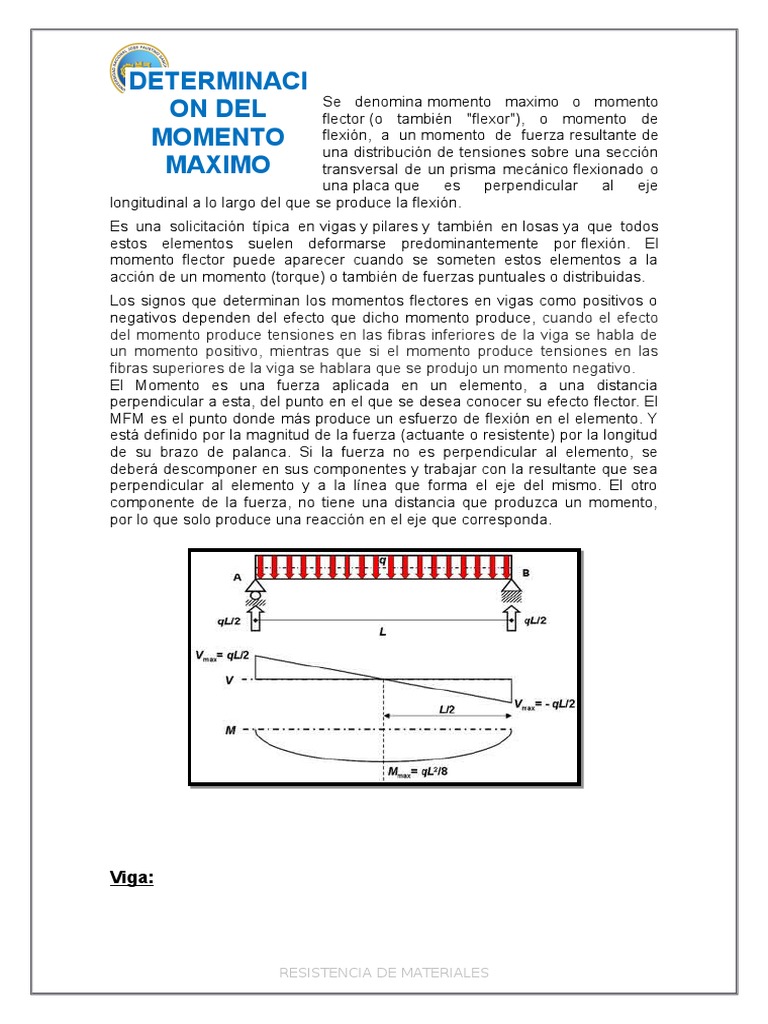 Cálculo del Momento Flector Máximo en Vigas | PDF | Resistencia de ...