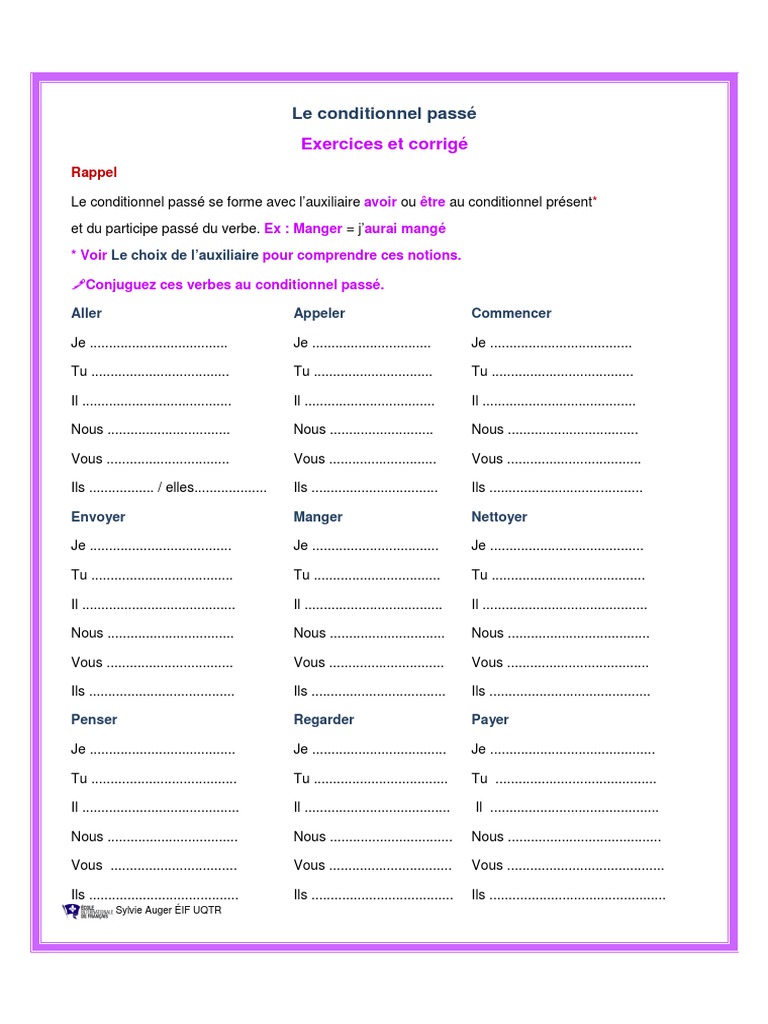 Le Conditionnel Passé Exercices Et Corrigé | Échecs | Nourriture & Vin