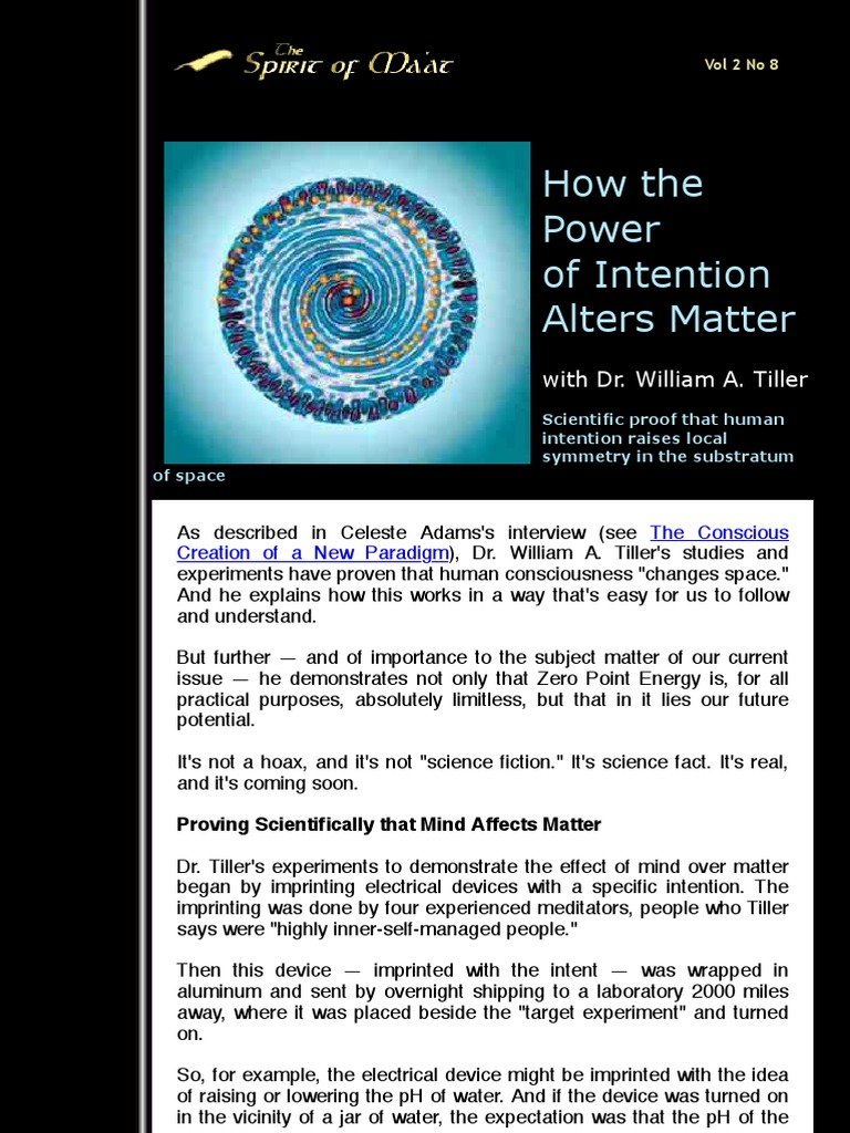 Tiller's Experiment: Intention Alters Matter | PDF | Magnetic Field ...
