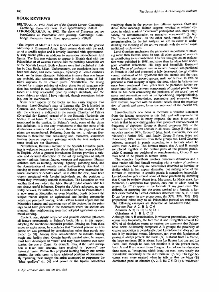 An Introduction To Palaeolithic Cave Painting by A. Leroi-Gourhan and ...