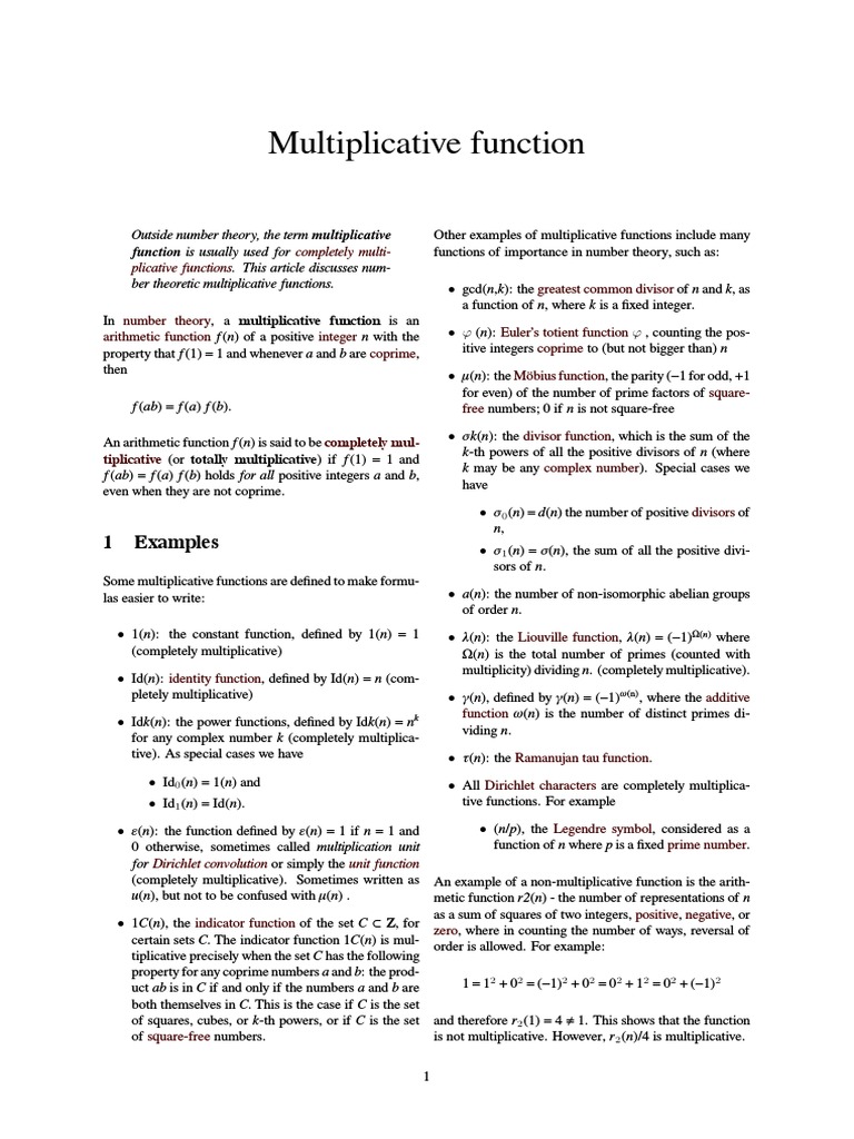 Multiplicative Function | PDF | Numbers | Discrete Mathematics