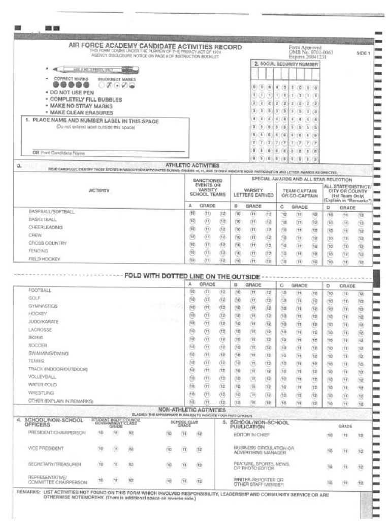 Usafa Form 147 | PDF
