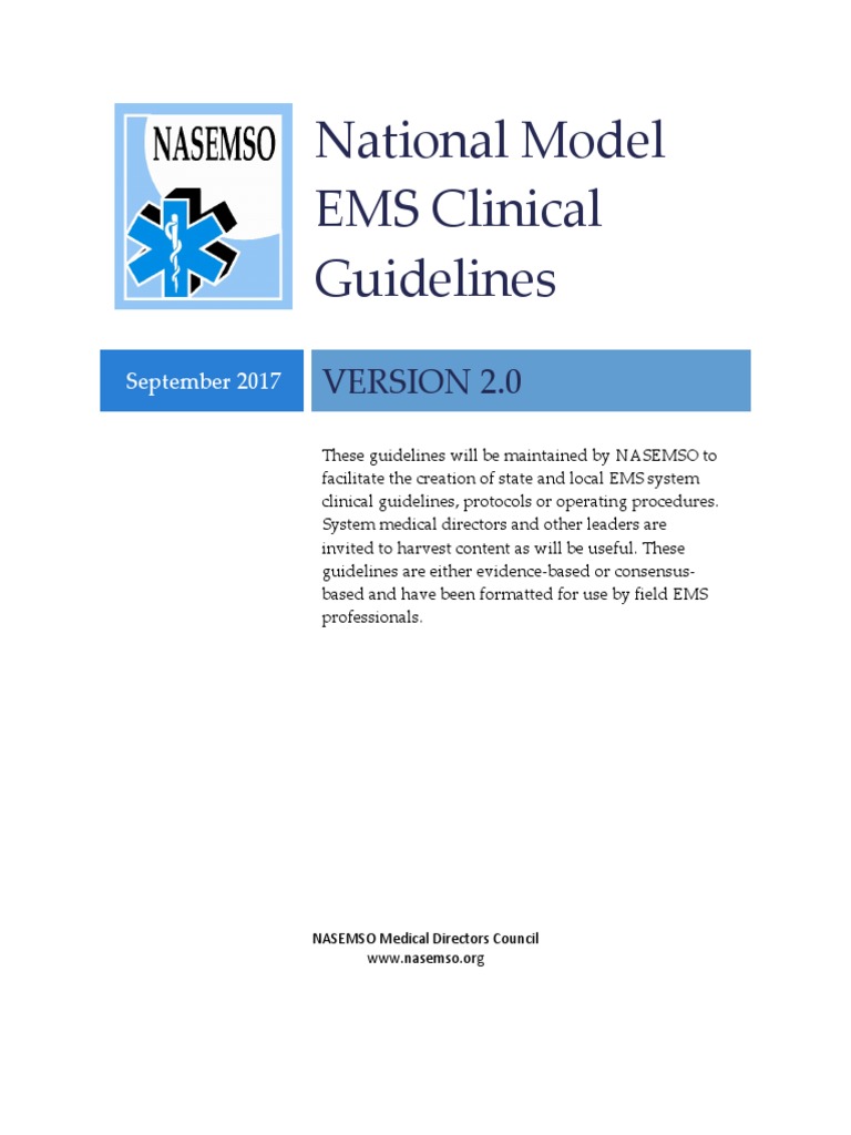 National Model EMS Clinical Guidelines Version2 Sept2017 | PDF ...
