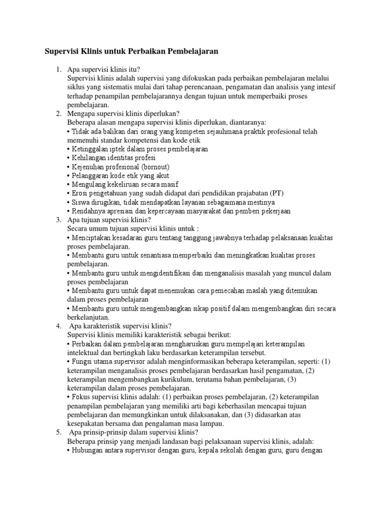 Supervisi Klinis Untuk Perbaikan Pembelajaran | PDF | Karier ...