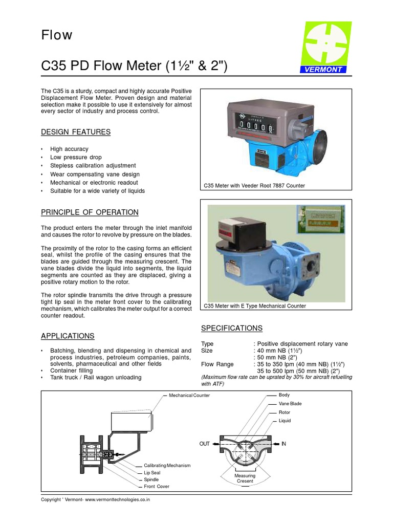 C35 Positive Displacement FlowMeter | PDF | Flow Measurement | Valve
