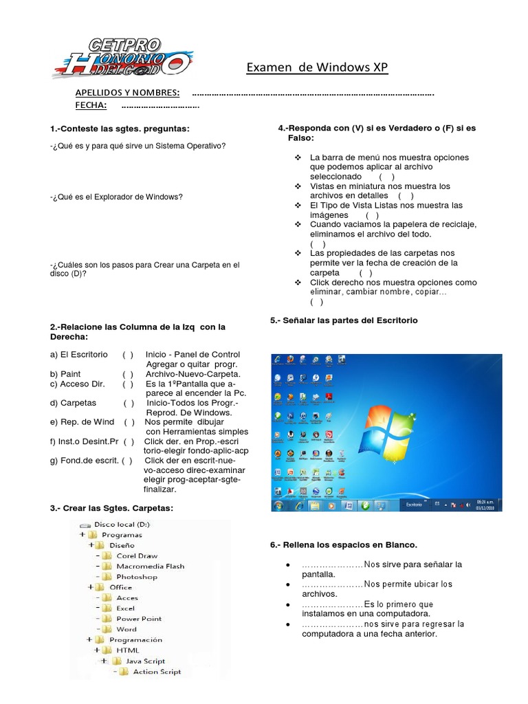 Examen de Windows XP | PDF | Computadoras personales | Tecnología de ...