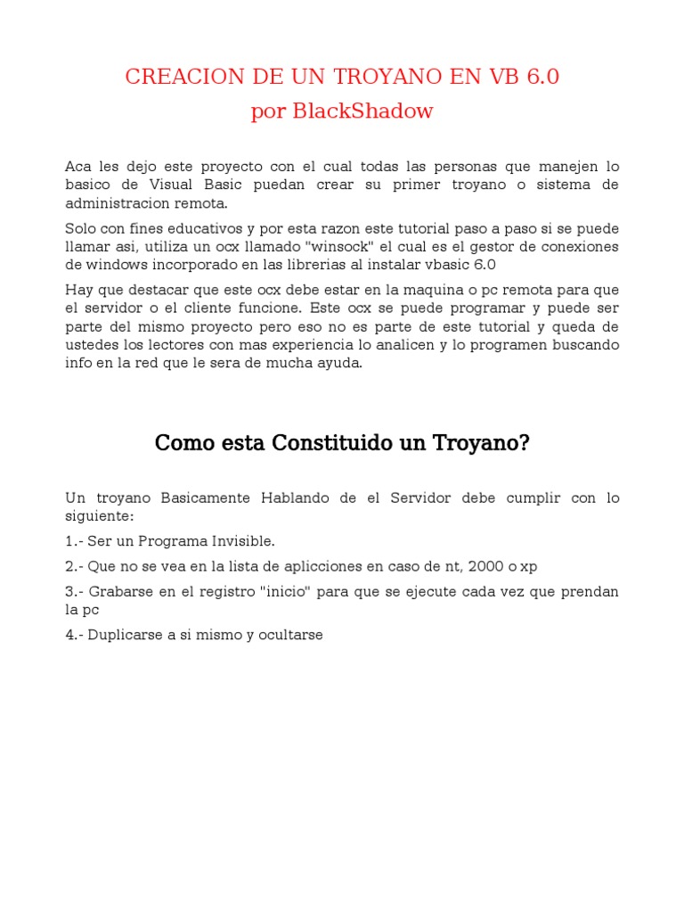Creacion de Un Troyano en Vb60 | PDF