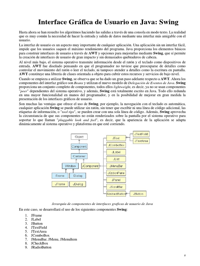 Guia3A - Interfaces Graficas de Usuario - Swing PDF | PDF | Java (lenguaje de programación ...