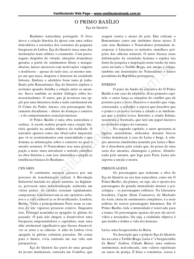 Resumo Primo Basilio | PDF