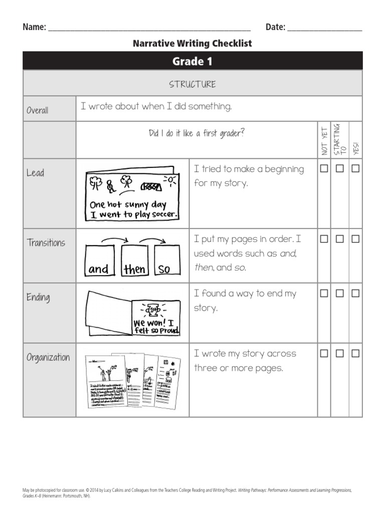 Narrative Essay Checklist