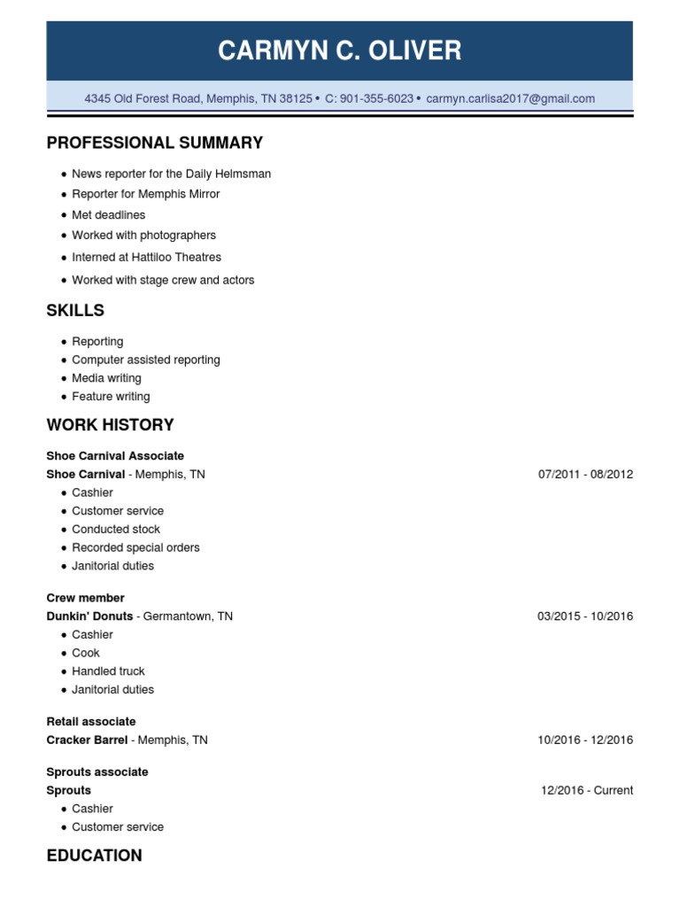 Carmyn C Oliver Resume 3 | PDF