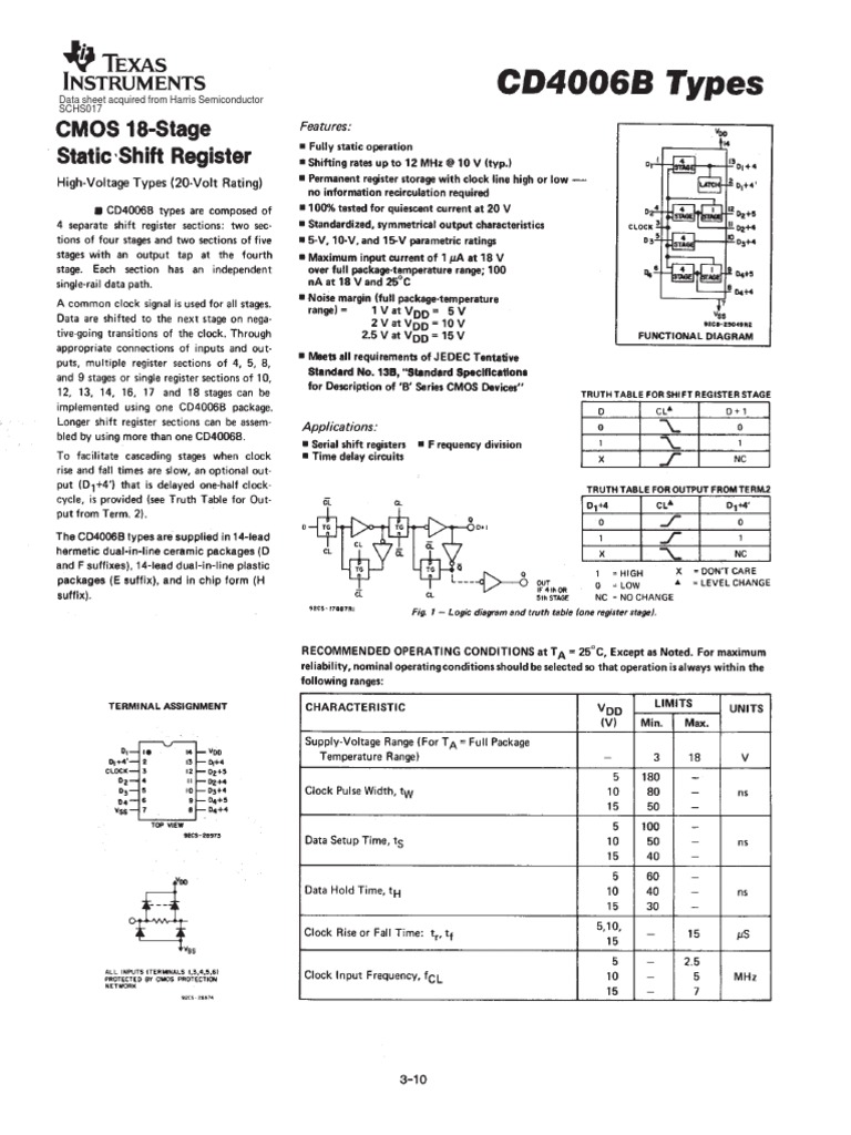 Data Sheet Acquired From Harris Semiconductor SCHS017 | PDF | Patent ...