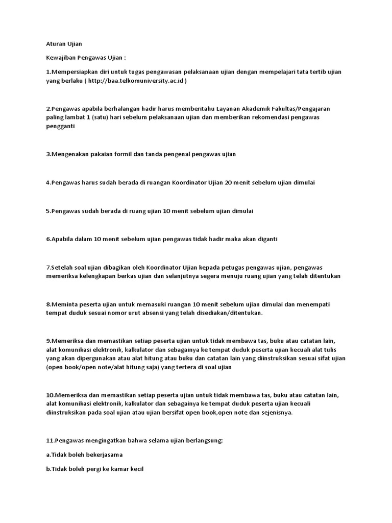 Contoh Aturan Ujian | PDF