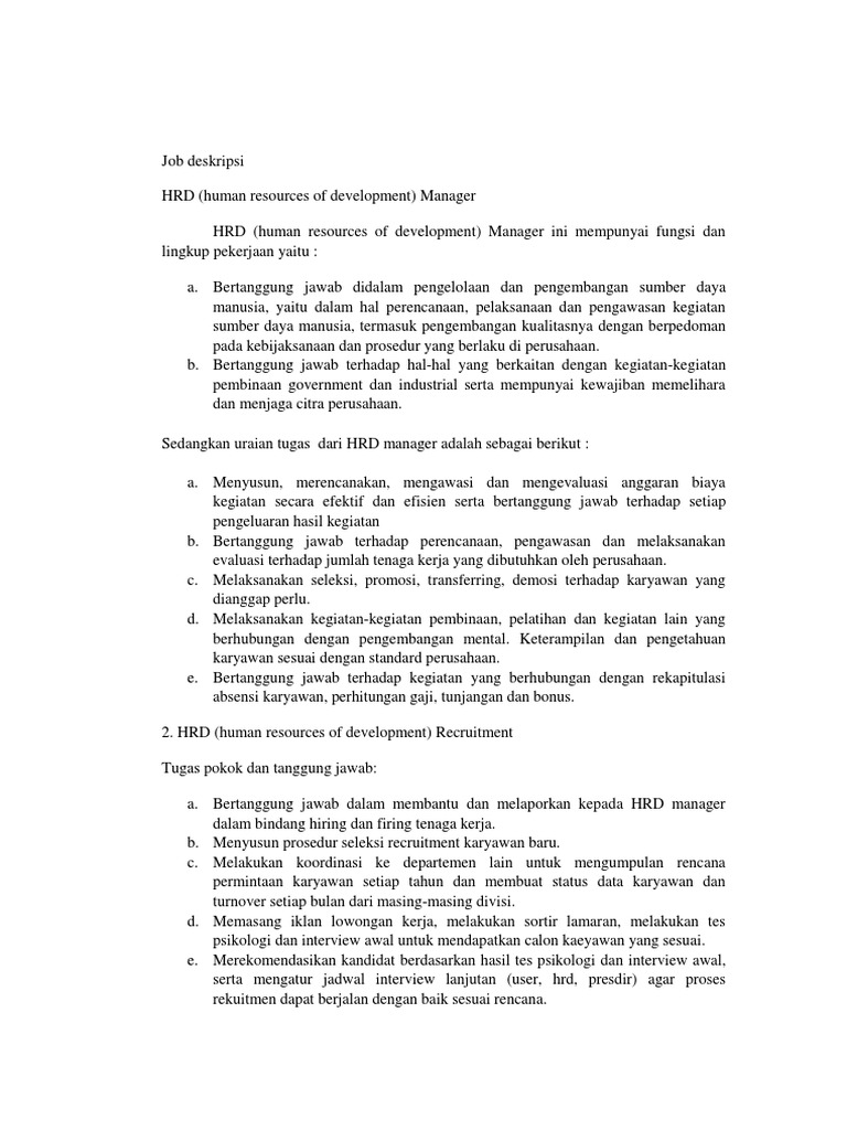 Job Desk HRD | PDF