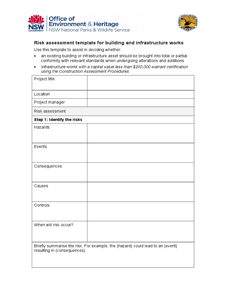 Environmental Risk Assessment Example Free Risk Assessment Template