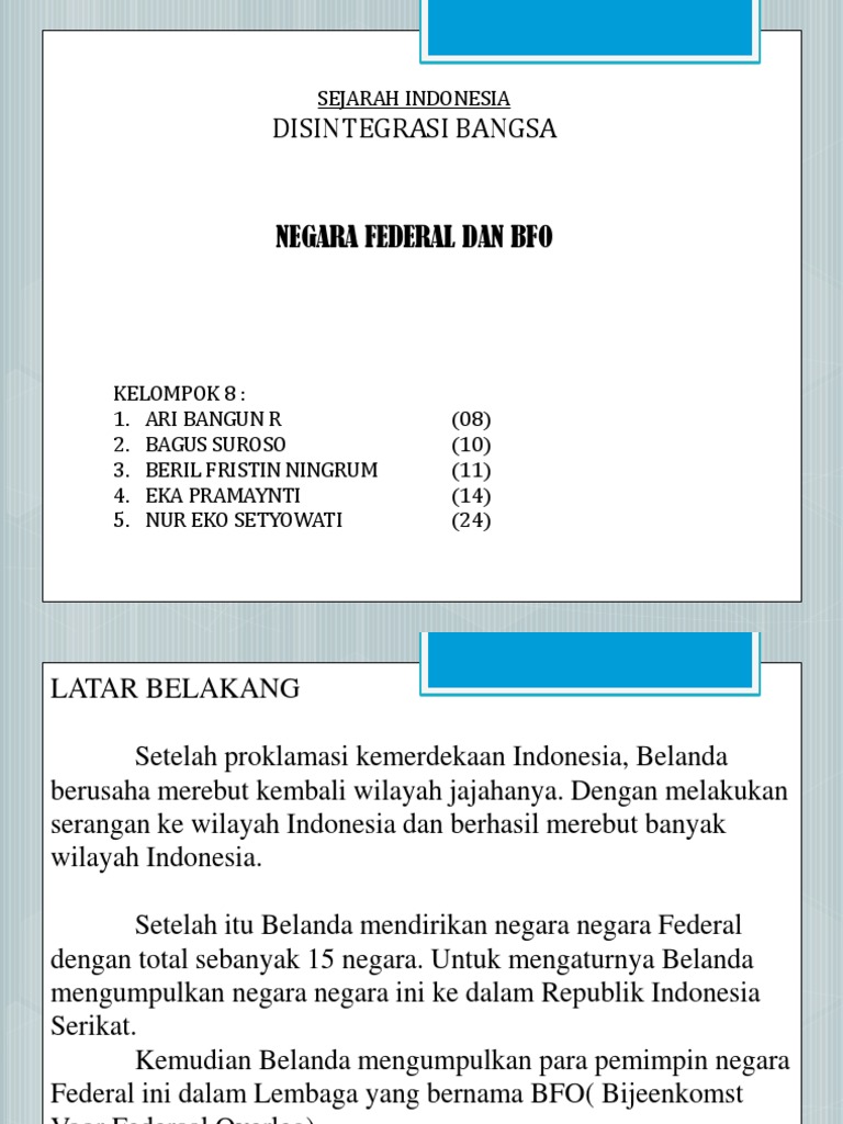 NEGARA FEDERAL DAN BFO Kel.8 | PDF