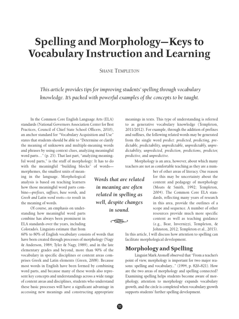 07 Spelling and Morphology | PDF | Morphology (Linguistics) | Stress ...