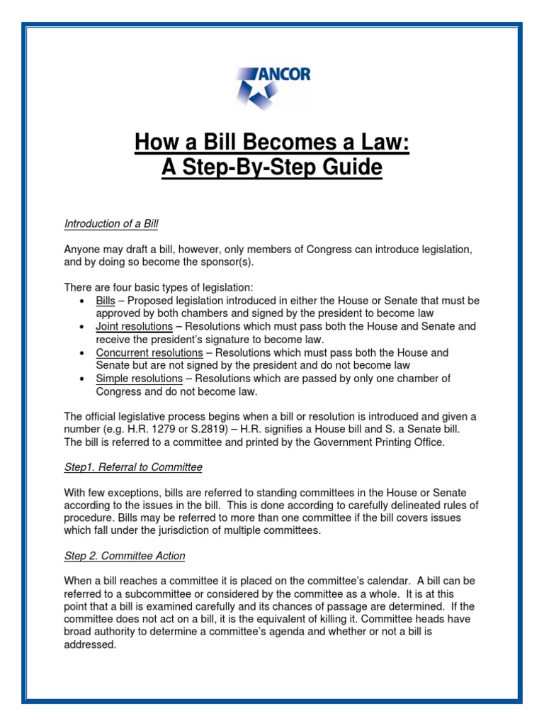 How A Bill Becomes A Law | PDF | Veto | United States House Of ...