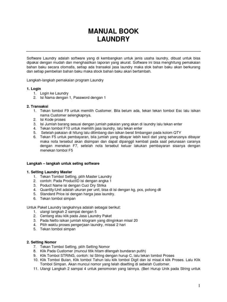 Panduan Manual Software Laundry | PDF