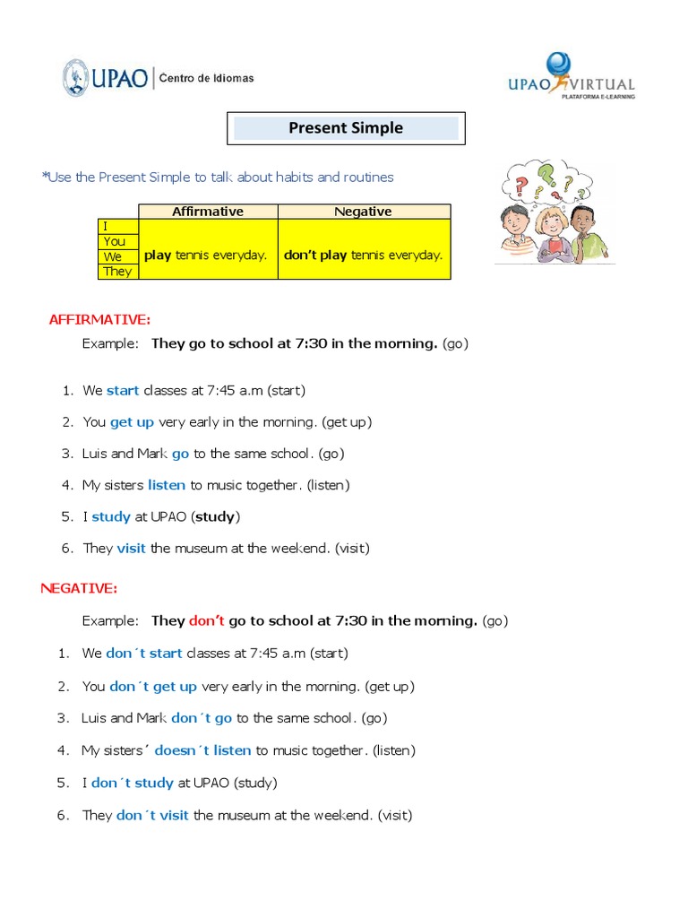 Present Simple: Use The Present Simple To Talk About Habits and ...