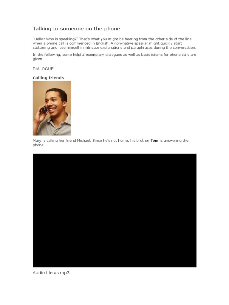Talking To Someone On The Phone: Dialogue | PDF