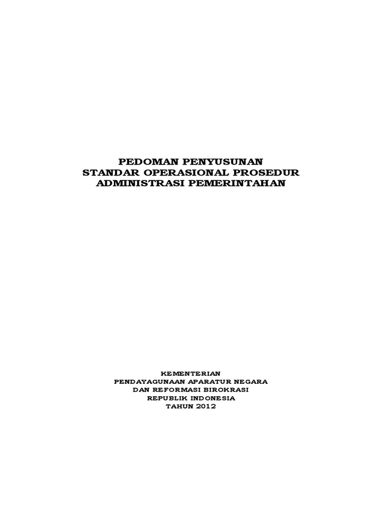 Permenpan No 35 Tahun 2012 TTG Standar Penyusunan SOP AP PDF | PDF