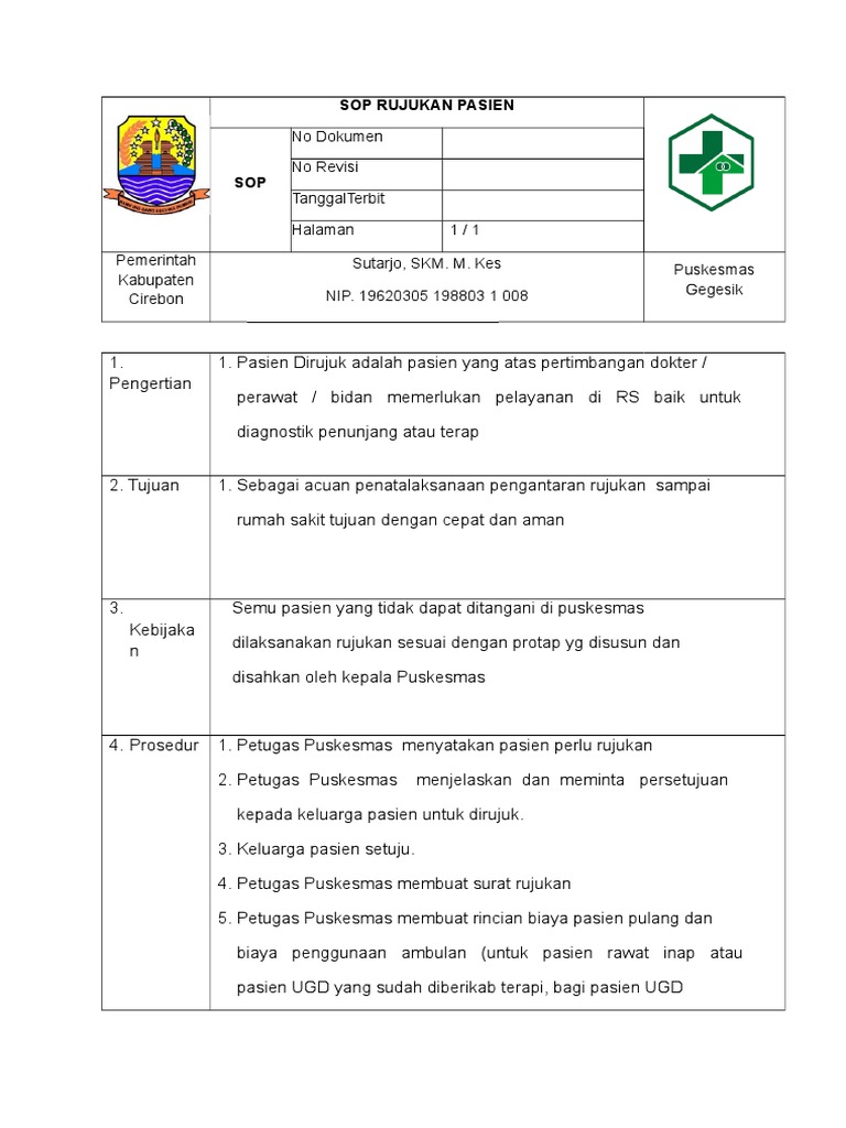 Sop Rujukan Pasien | PDF