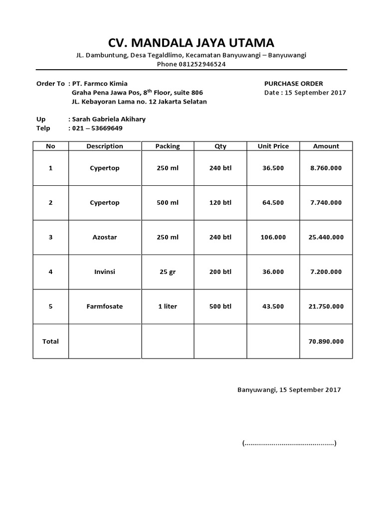CV Mandala Jaya Utama | PDF