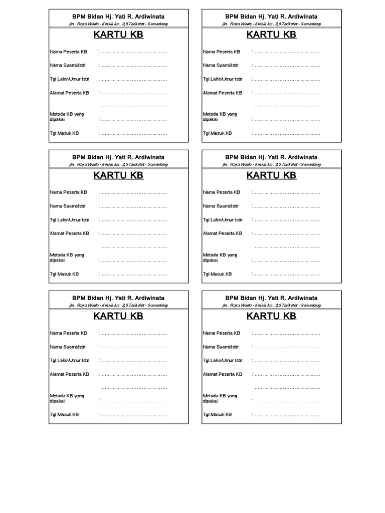 Kartu KB | PDF