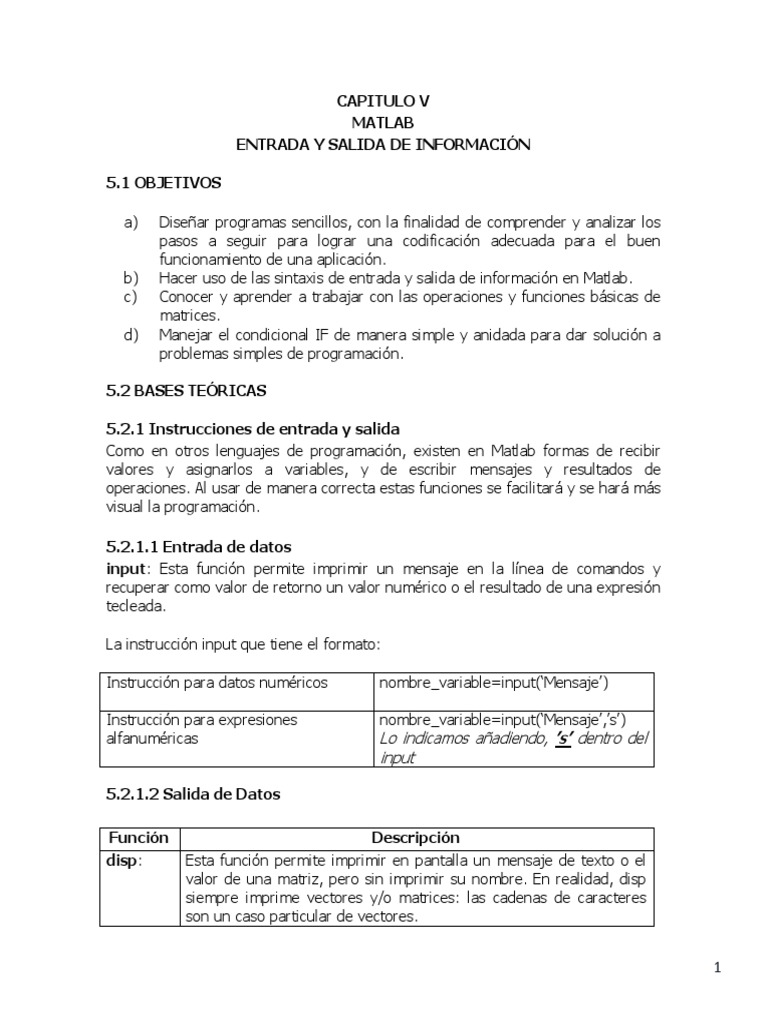 Matlab | PDF | Matlab | Matriz (Matemáticas)
