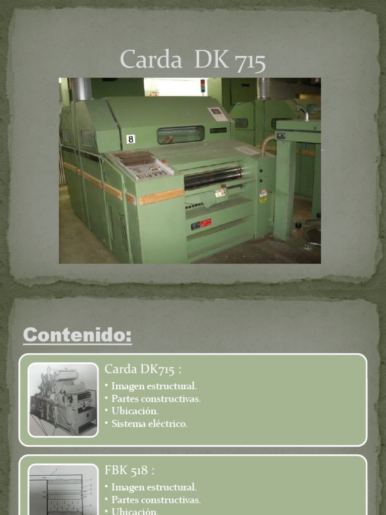 Componentes y Sistema Eléctrico de Carda DK715 y FBK 518 | PDF ...