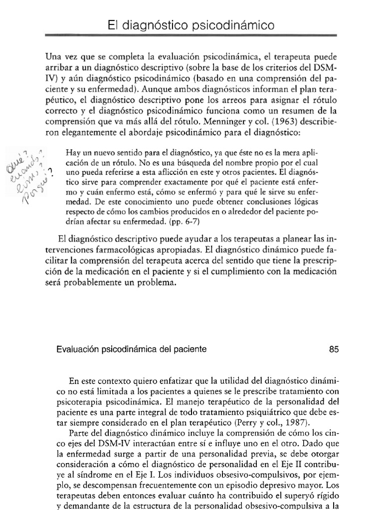 Evaluacion y Comprension Psicodinamica Del Paciente. Gabbard ... Evaluacion y Comprension Psicodinamica Del Paciente. Gabbard ...