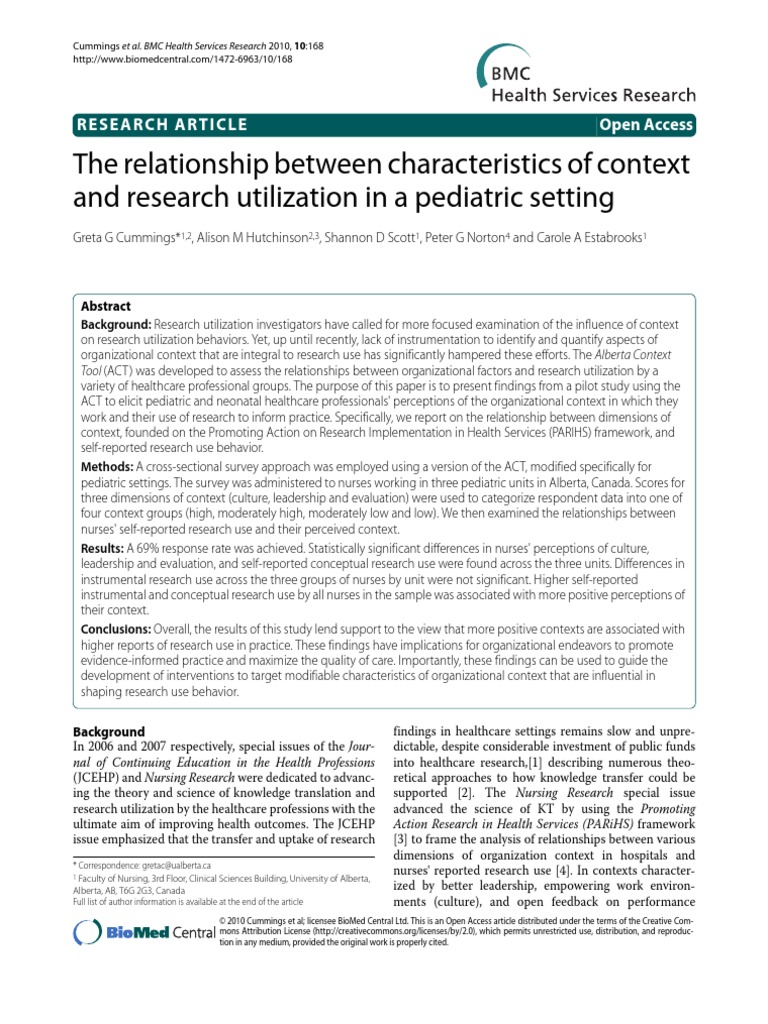 The Relationship Between Characteristics of Context and Research ...