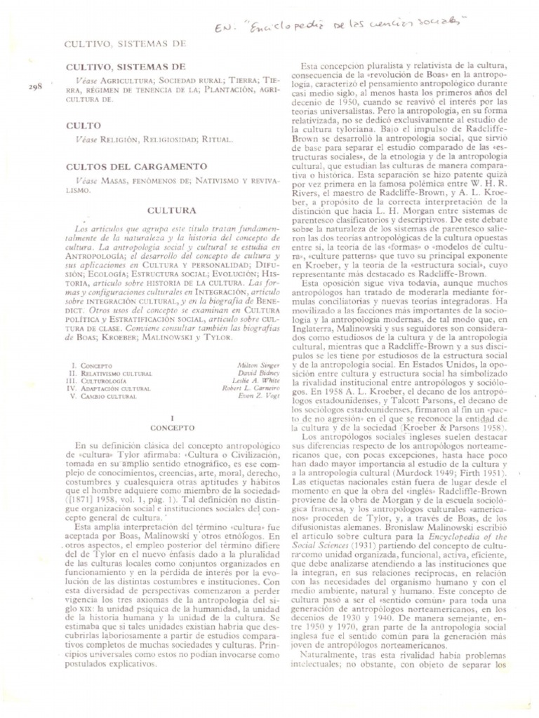 Cultura - Milton Singer | PDF