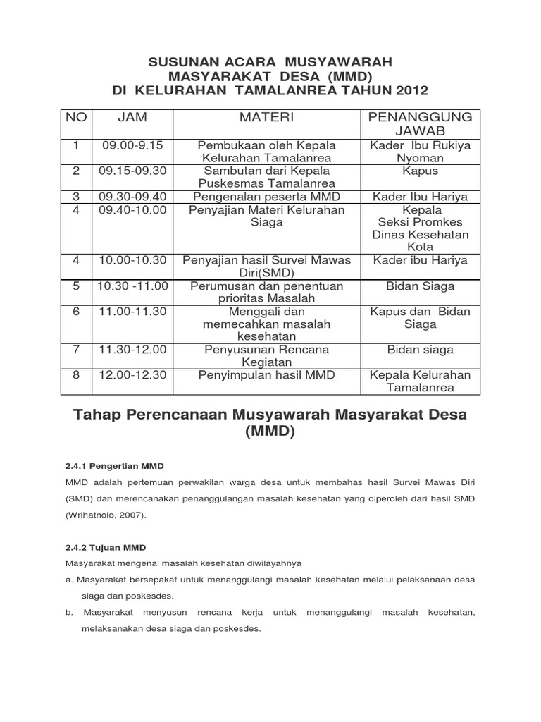 SUSUNAN ACARA MMD | PDF