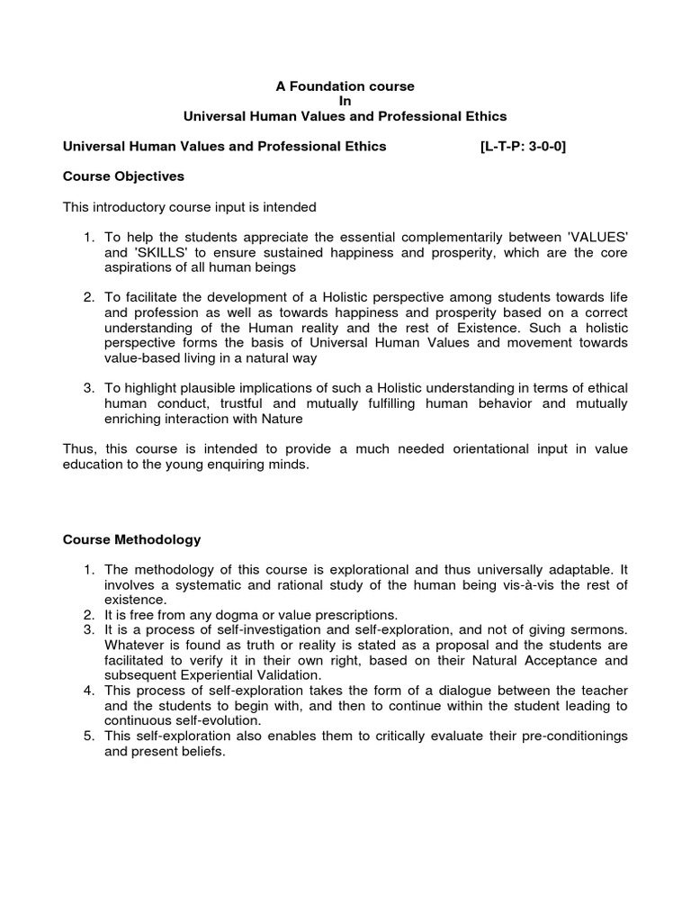 Universal Human Values And Professional Ethics Pdf Senses