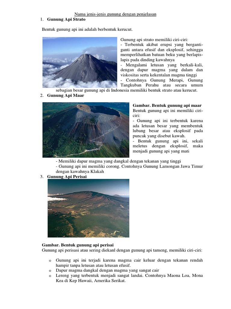 Jenis-jenis Gunung Api dan Ciri-cirinya | PDF