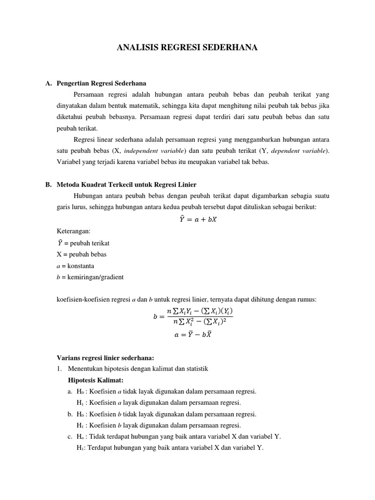 Analisis Regresi Sederhana | PDF