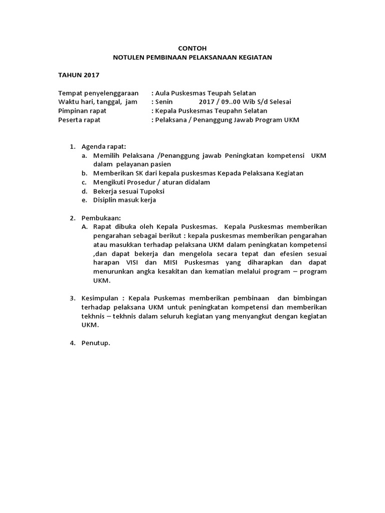 Contoh Notulen Pembinaan | PDF