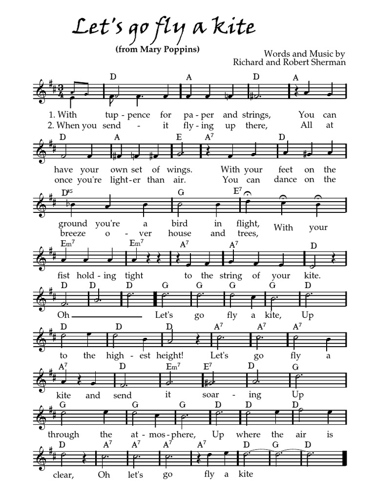 Mary Poppins: Fly a Kite Lyrics | PDF | Hobbies | Leisure