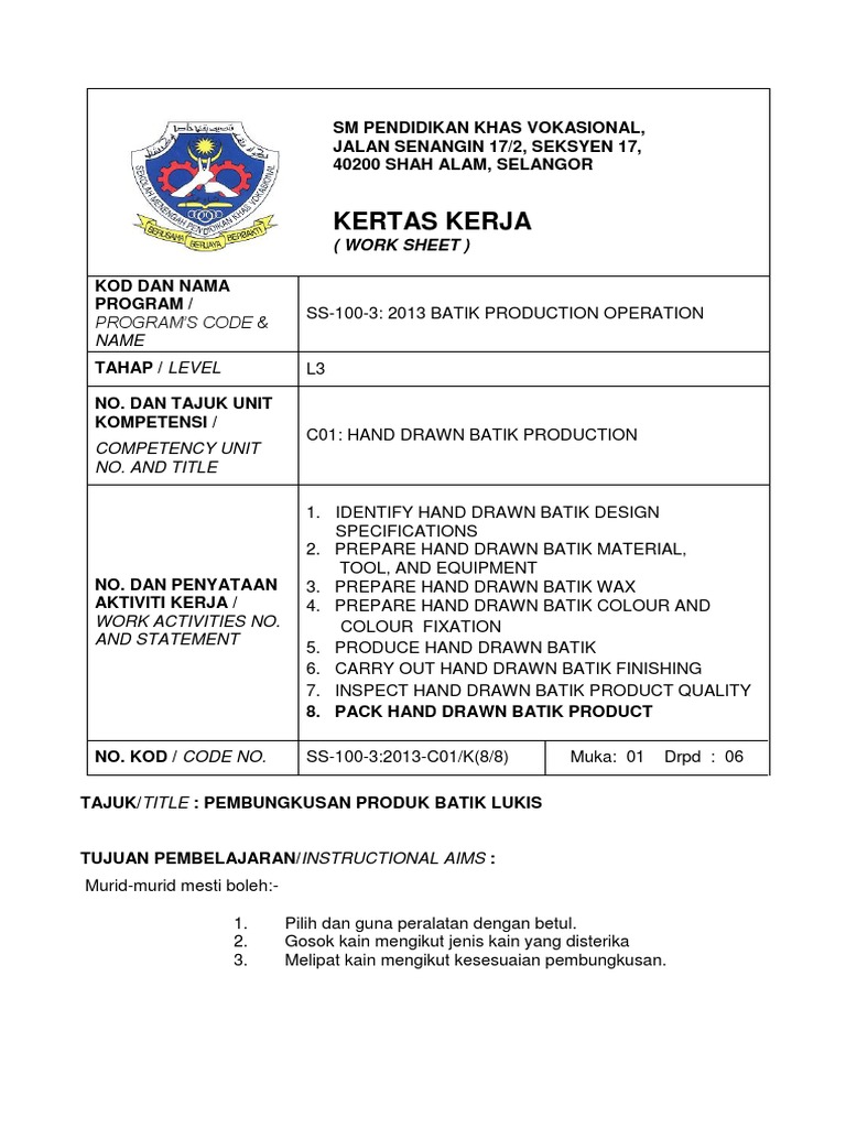 Contoh Kertas Kerja Program Batik - ChaimancePayne