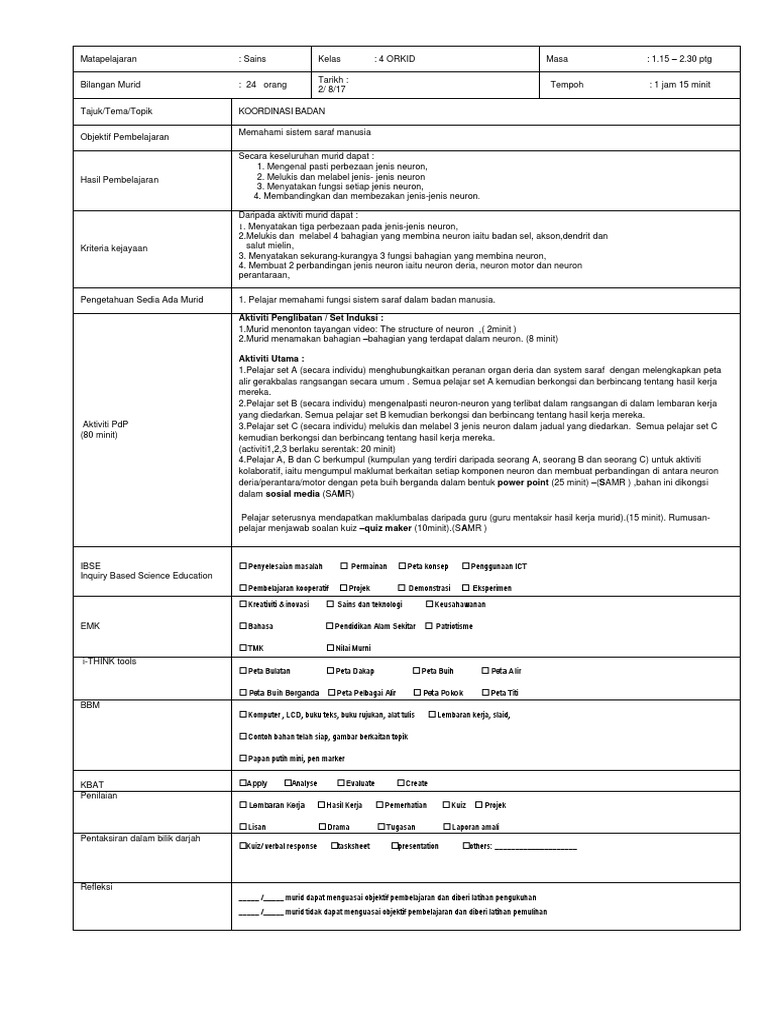 Penjajaran PDPC - Contoh RPH | PDF