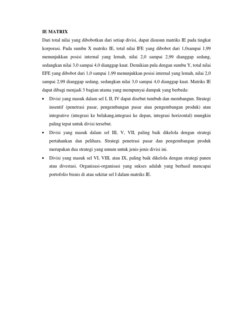 IE MATRIX Dan Space Matrix | PDF