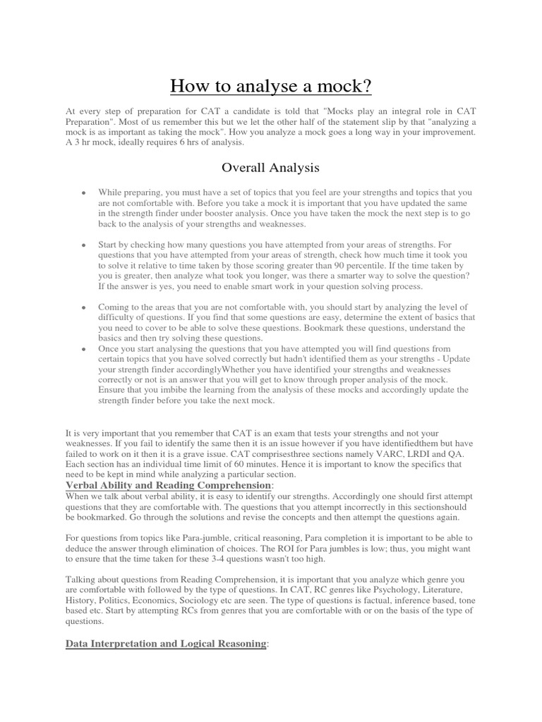 How To Analyse A Mock?: Overall Analysis | PDF | Quantitative Analyst ...