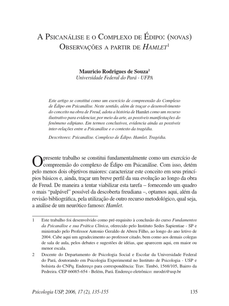 A Psicanálise e o Complexo de Edipo PDF | PDF | Aldeia | Sigmund Freud