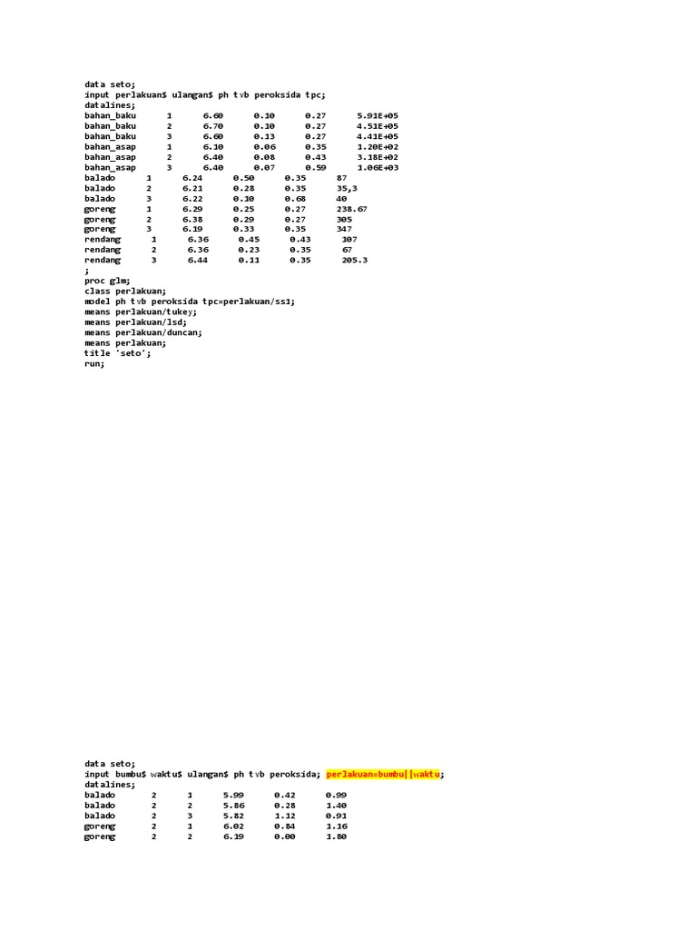 Syntax Sas Ral Dan Faktorial | PDF