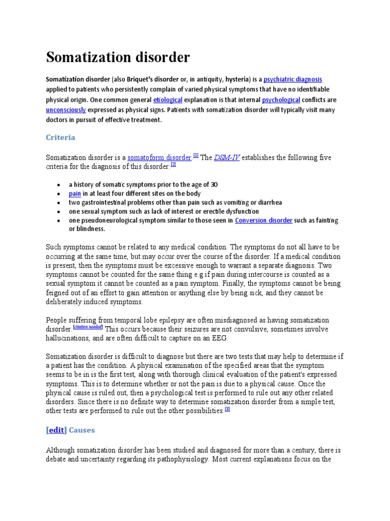 Somatization Disorder | PDF | Mental Disorder | Mental Health