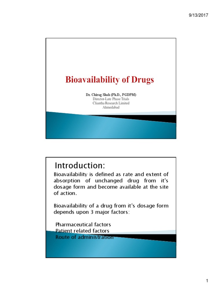 Bioavailability of Drugs | PDF | Bioavailability | Pharmacokinetics